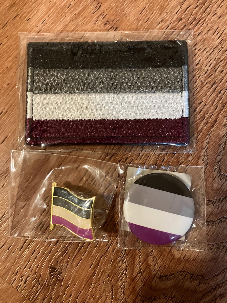 Asexual Pride Flag Patch Pin and Button Set of 3 Free Shipping - Etsy