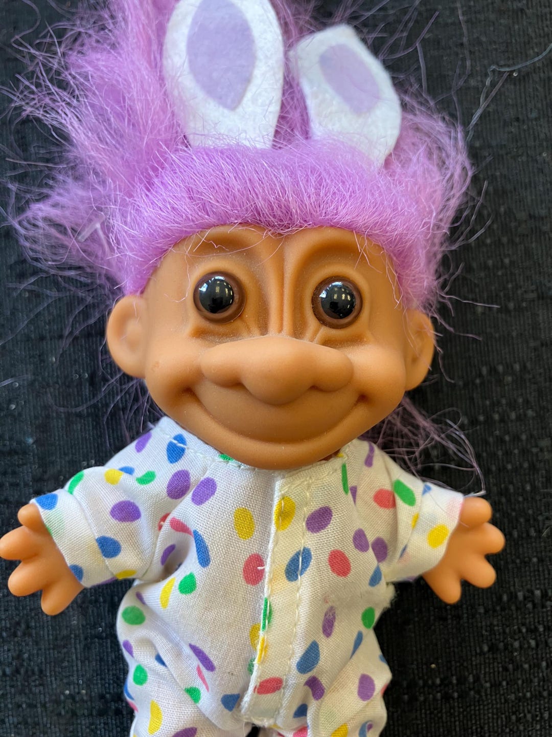Vintage Russ Troll Bunny in Polka Dot Pajamas With Purple Hair and ...