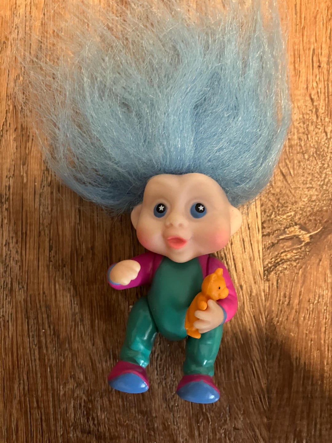 Troll Vintage Magic Baby Troll 2 1/2” Posable and Cute W Blue Hair and ...