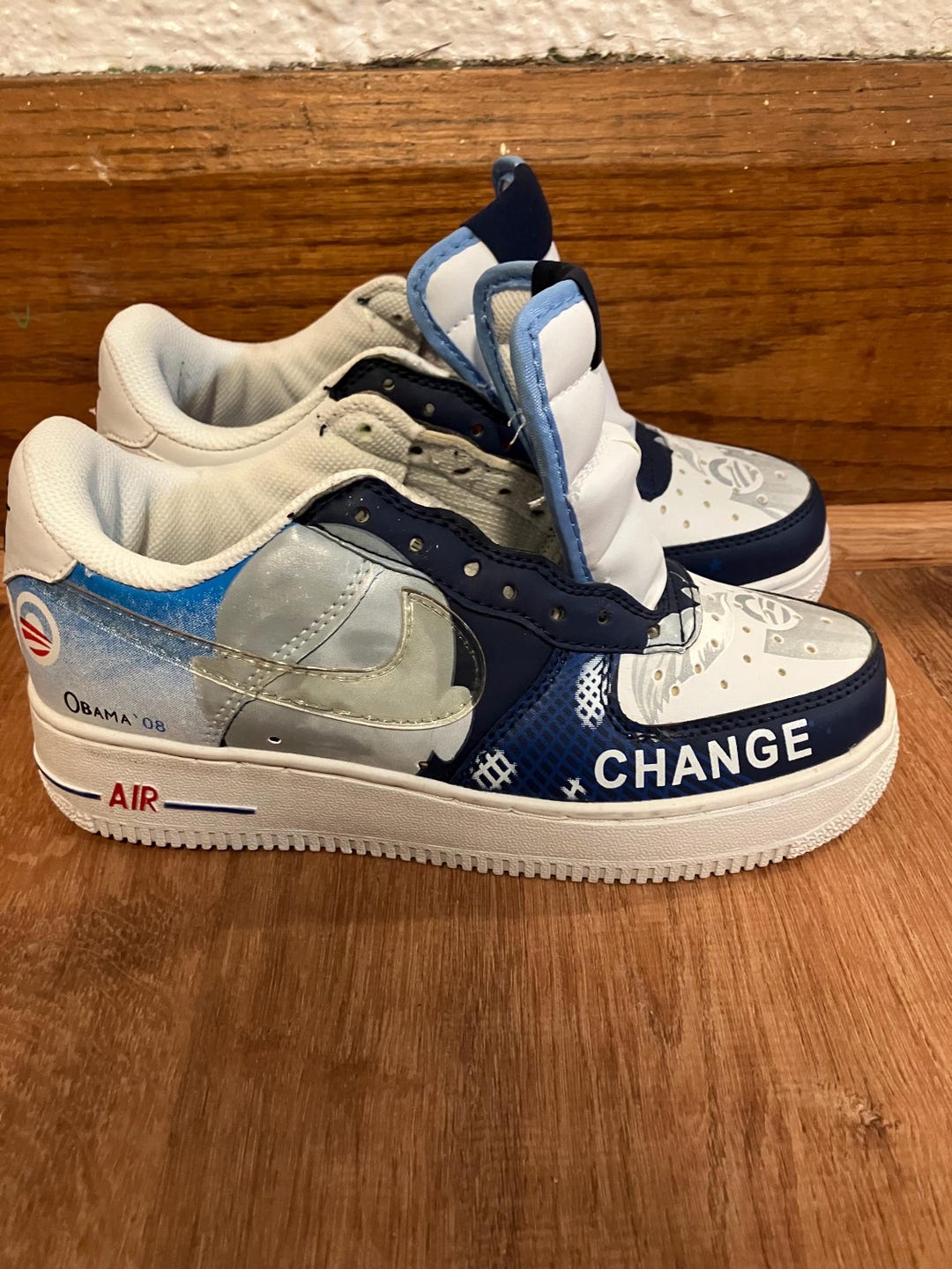 Nike Air Force Ones 2008 Obama-change Yes We Can NEW Size 5.5 Very Rare ...