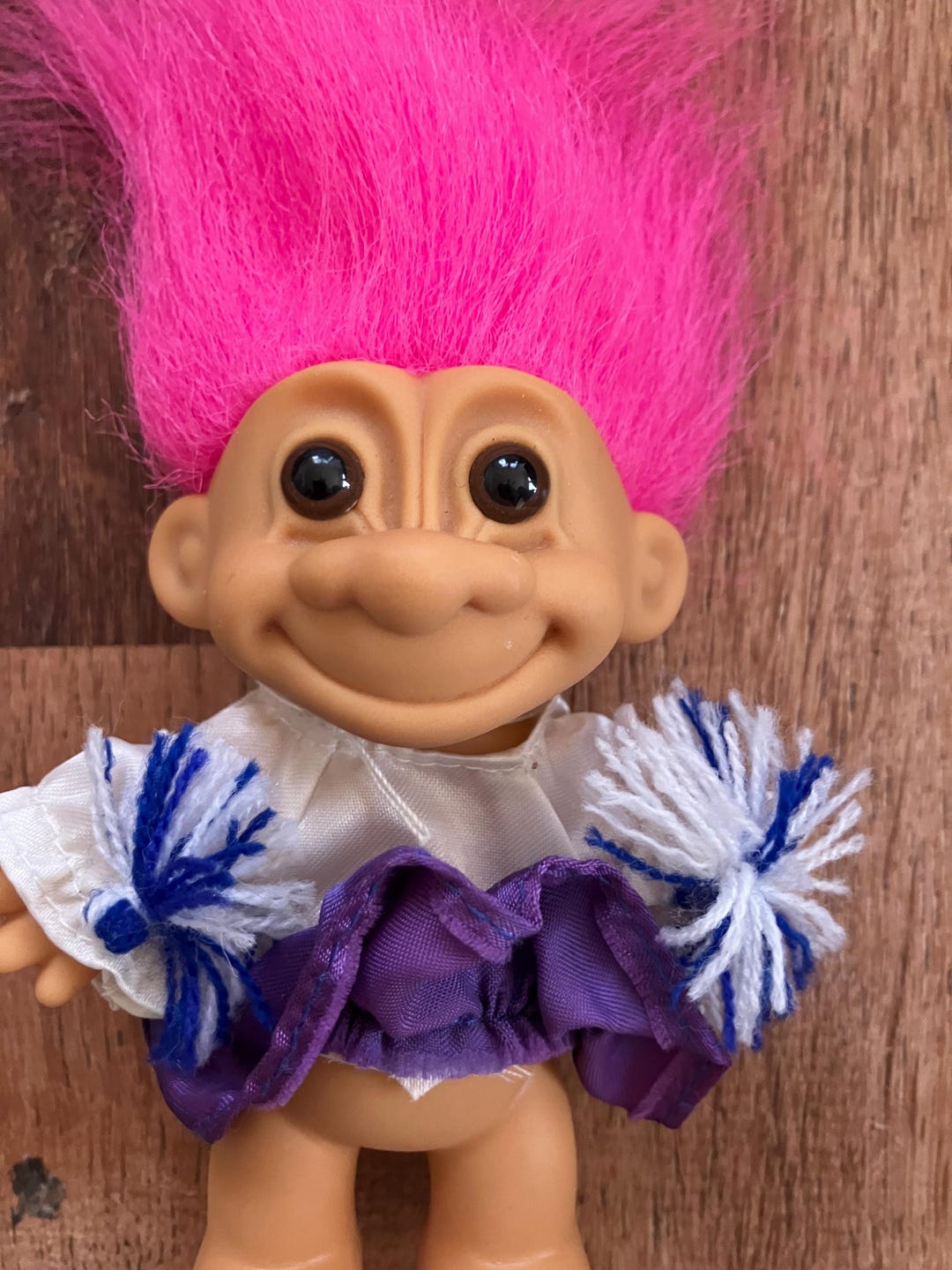 Vintage Troll Russ Cheerleader Troll Doll With Pink Hair W Pom Poms and ...