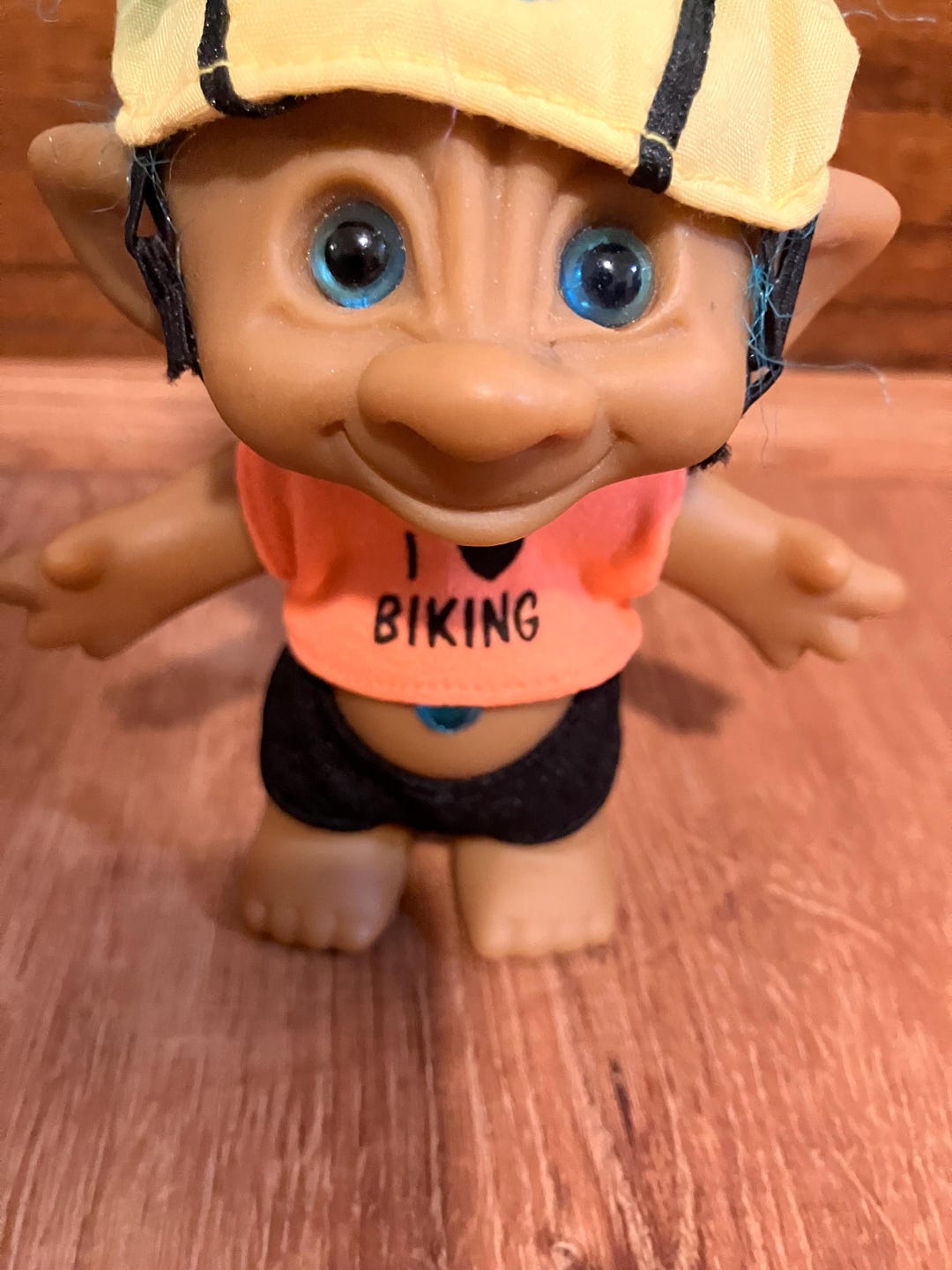 Vintage Russ Troll Royal Blue Hair Jewel Belly Troll Doll I Love Biking ...