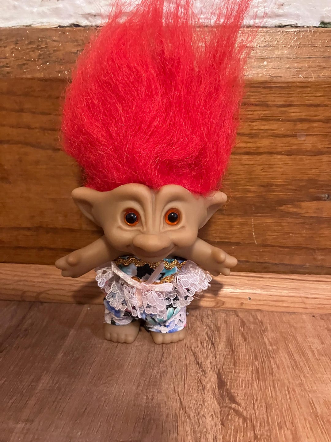 Russ Troll Vintage Treasure Troll Red Haired Girl Red Eyes in Dress 5 ...
