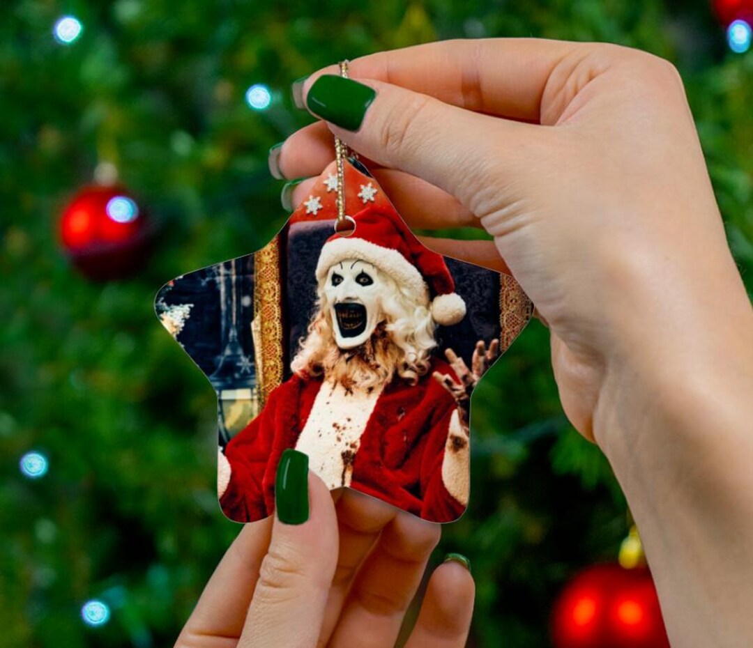 Terrifier Santa Art the Clown Halloween Christmas Ceramic Ornament, 4 ...