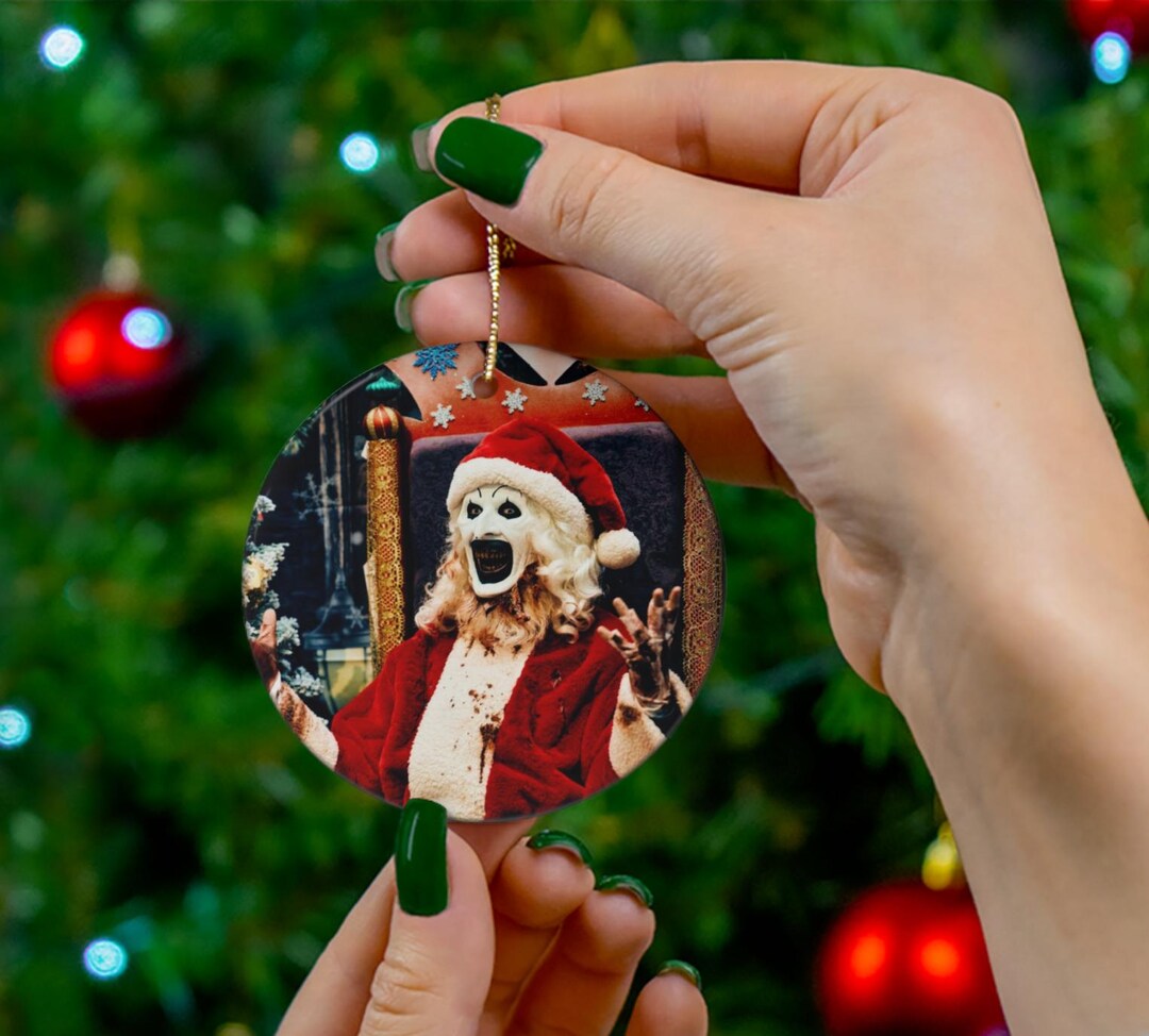 Terrifier Santa Art the Clown Halloween Christmas Ceramic Ornament, 4 ...