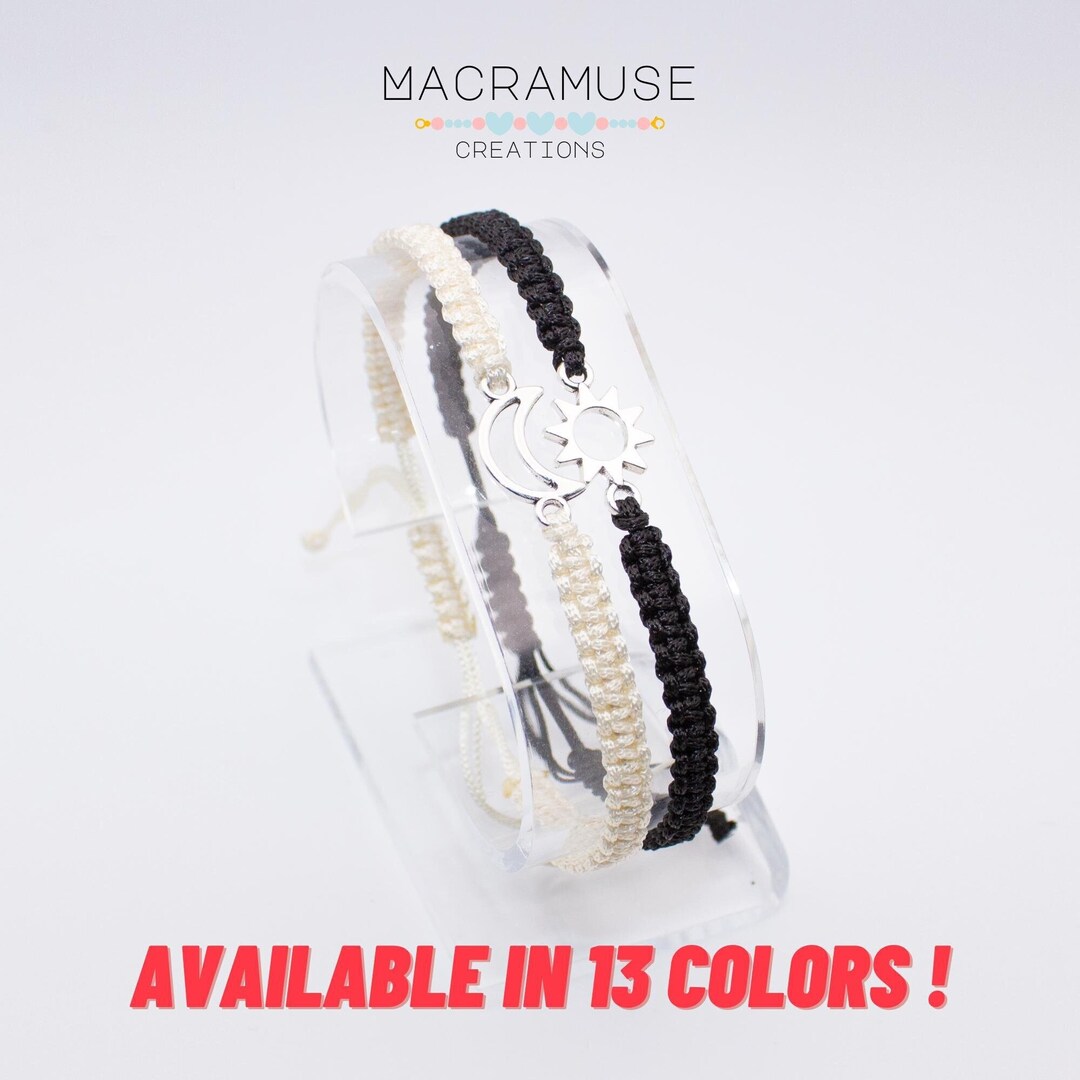 Handmade Matching Moon and Soon Bracelets Adjustable Set of 2 Couple ...