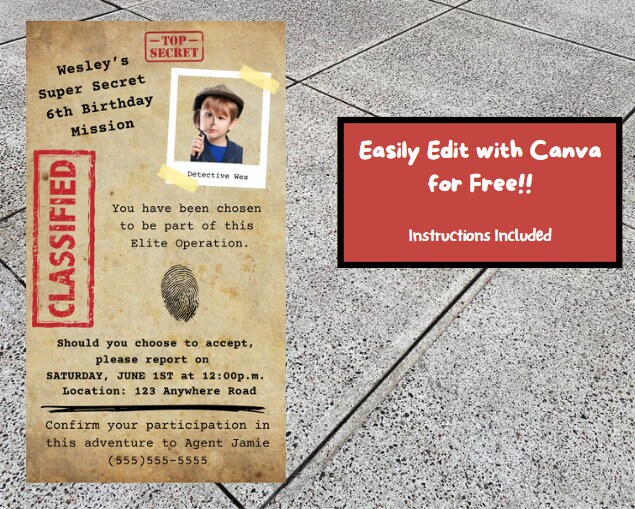 Detective/spy Birthday Invitation for Kids - Etsy