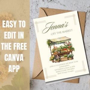 Off the Market Bridal Shower Invite and Template, Farmer’s Market ...