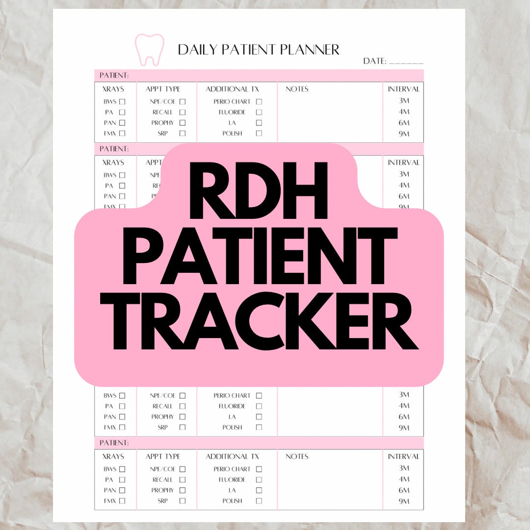 Aesthetic RDH Daily Patient Planner, Dental Hygienist, Day to Day Audit ...