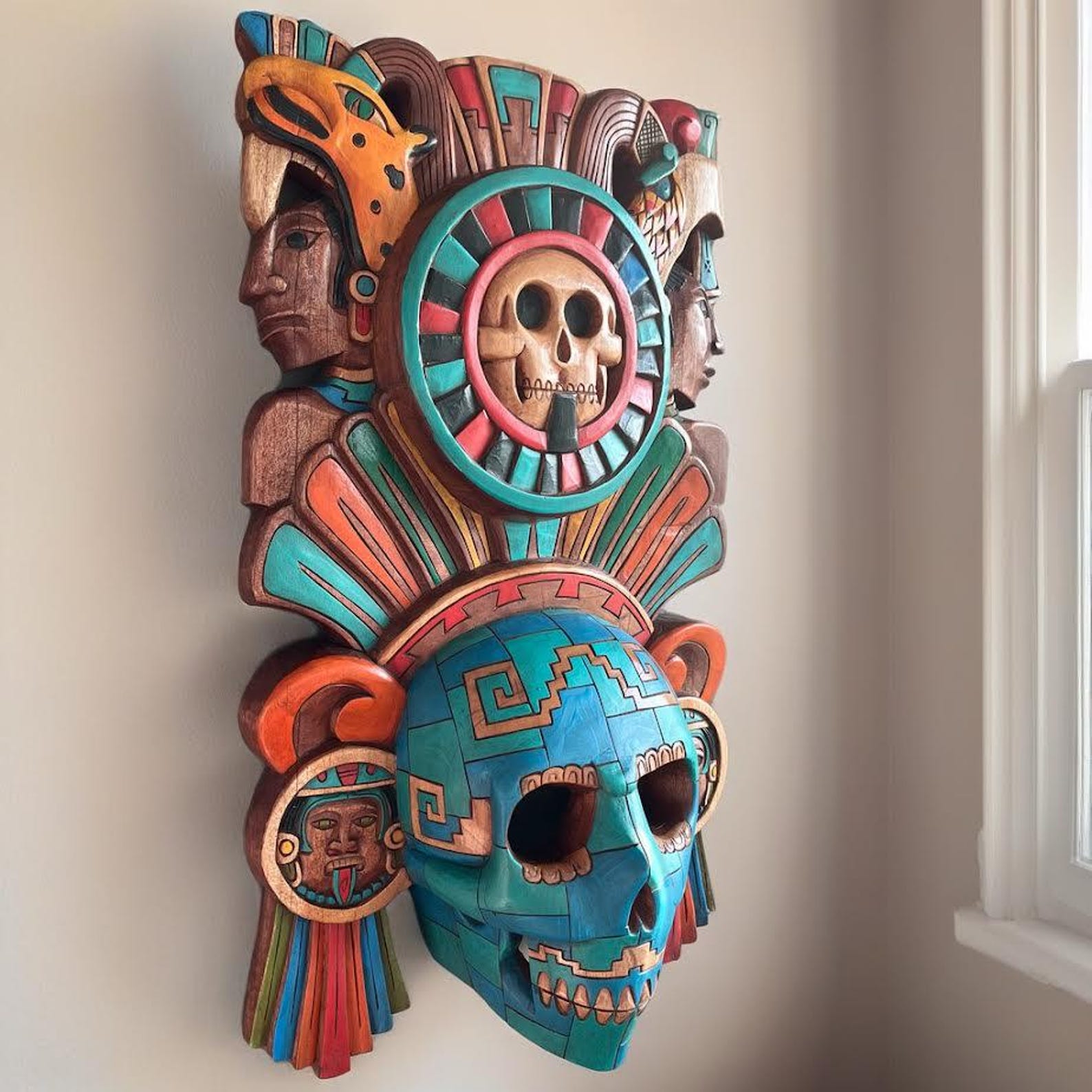 Aztec God Carrier Mask, Aztec and Maya Culture, Mexican Art, Hand ...