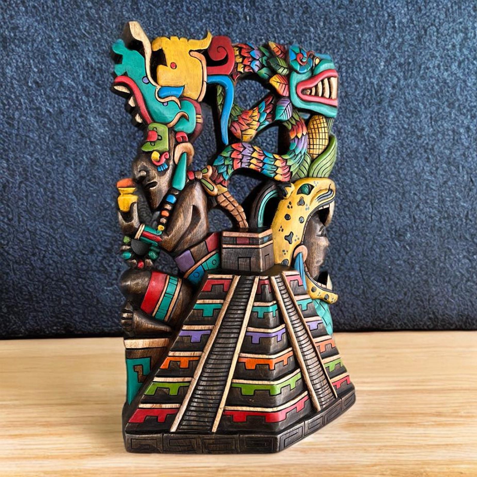 Handcrafted Cedar Maya Temple Statue: Mexican Culture Art - Etsy
