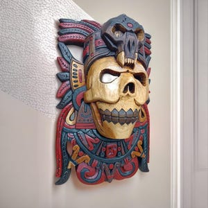 Mayan Art, Wood-carved Mask, Skull, Eagle, Handcrafted. - Etsy