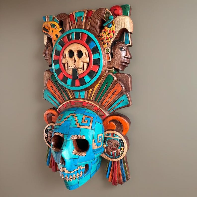 Aztec God Carrier Mask, Aztec and Maya Culture, Mexican Art, Hand ...