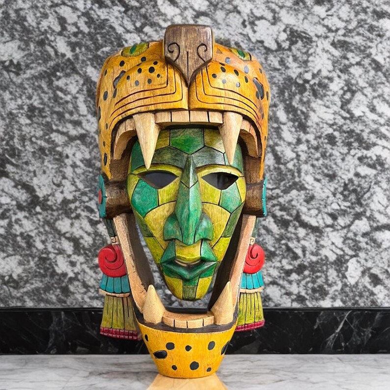 Handcrafted Cedar Mayan Mask: Manbalam Jaguar Warrior - Etsy