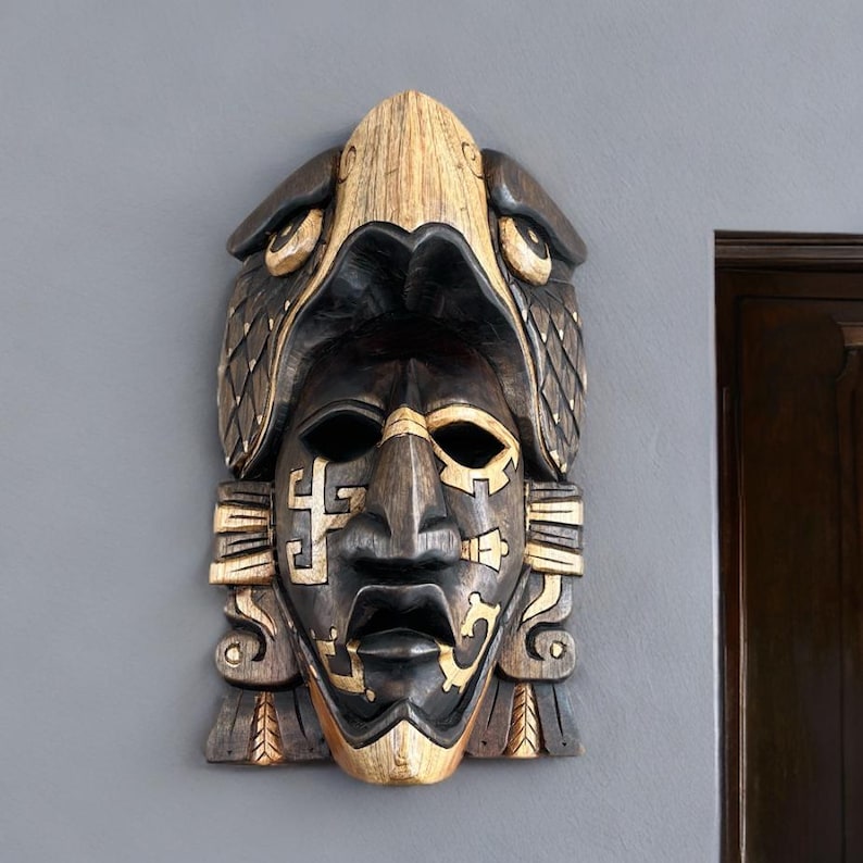Eagle Mayan Mask, Handmade, 3D Sculptures, Mexican Art, Aztec Culture ...