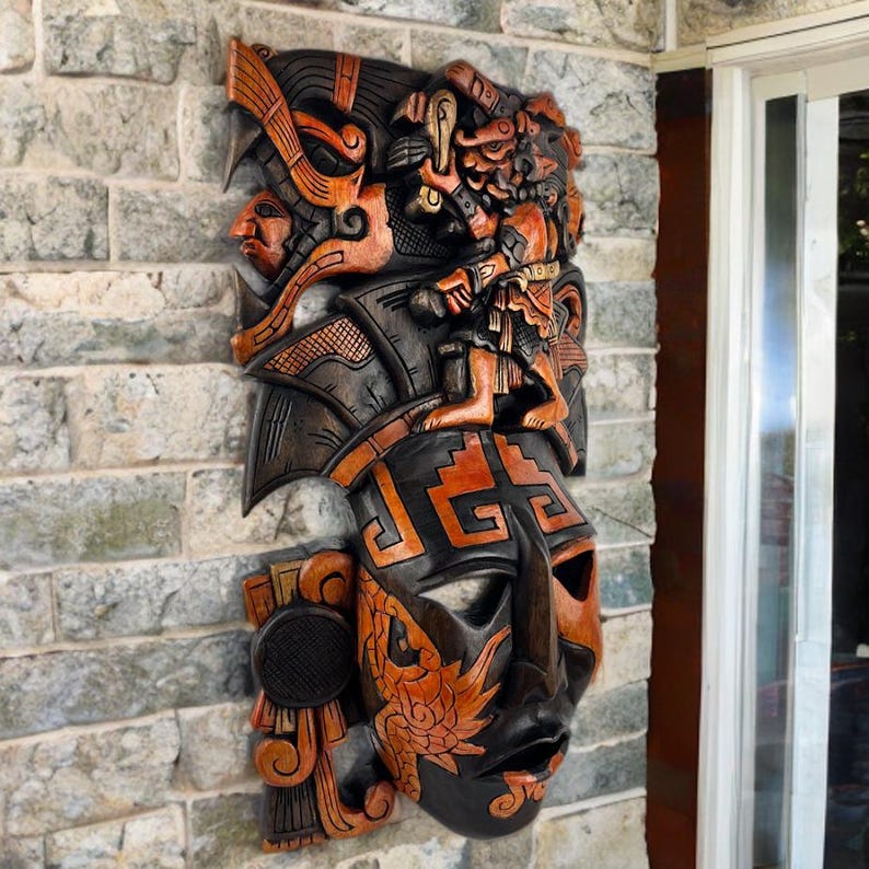 Wooden Mask, Aztec Calendar, Aztec Culture, Mayan Culture, Mexican Art ...