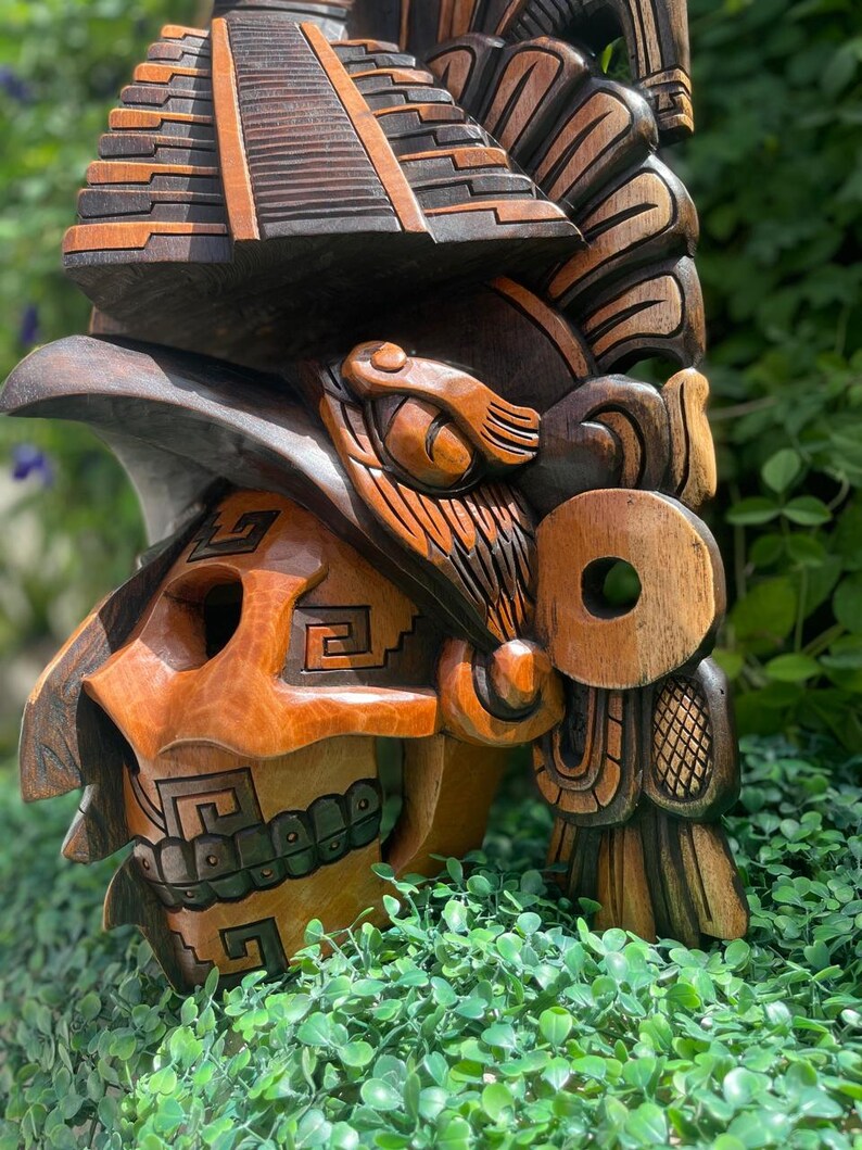 Handcrafted Cedar Wood Aztec Mayan Mask: Mexican Wall Art - Etsy