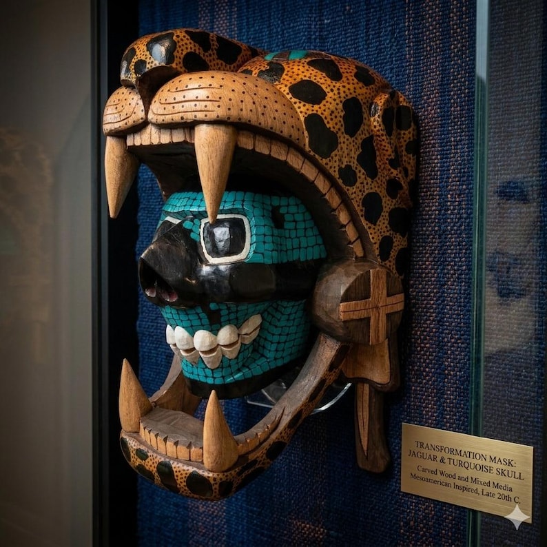 Cedar Wood Jaguar Warrior Mask: Handmade Mexican Aztec Art - Etsy