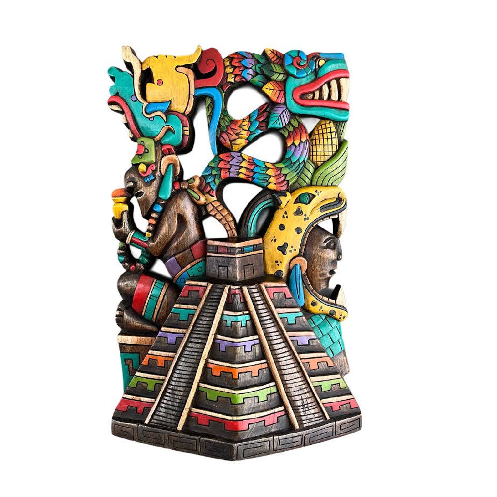 Handcrafted Cedar Maya Temple Statue: Mexican Culture Art - Etsy