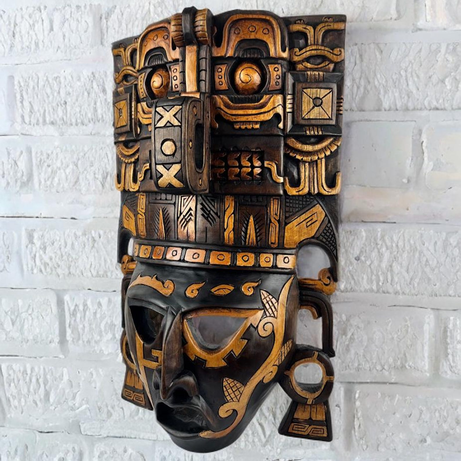 Handcrafted Cedar Wood Mayan Mask: Chaac, God of Rain - Etsy
