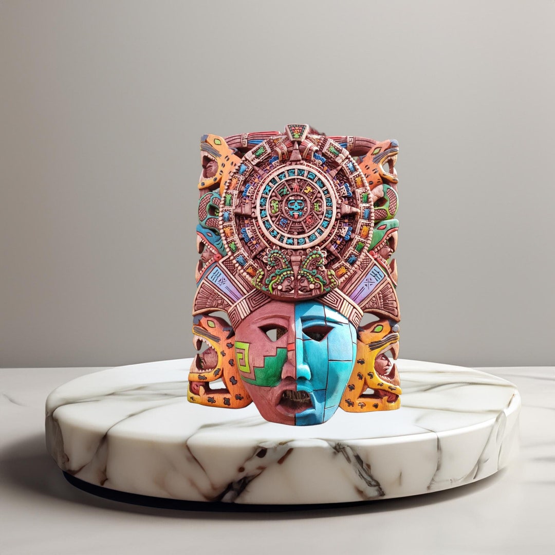 Maya Maske, Woodcrafter, Azteken Kalender, Mexikanische Kunst, Maya ...