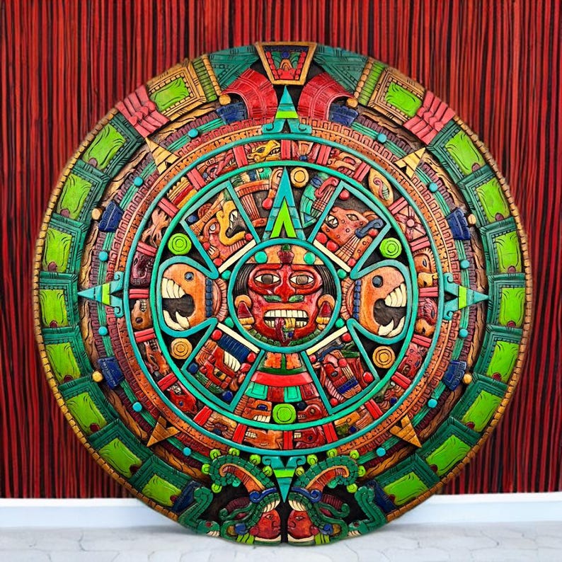 Handmade Cedar Wood Aztec Calendar Wall Art (22-inch) - Etsy