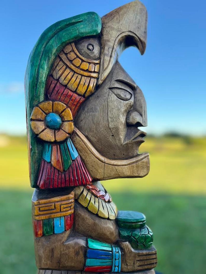 Aztec Eagle Warrior Wooden Statue, Maya and Aztec Culture, Mexican Art ...