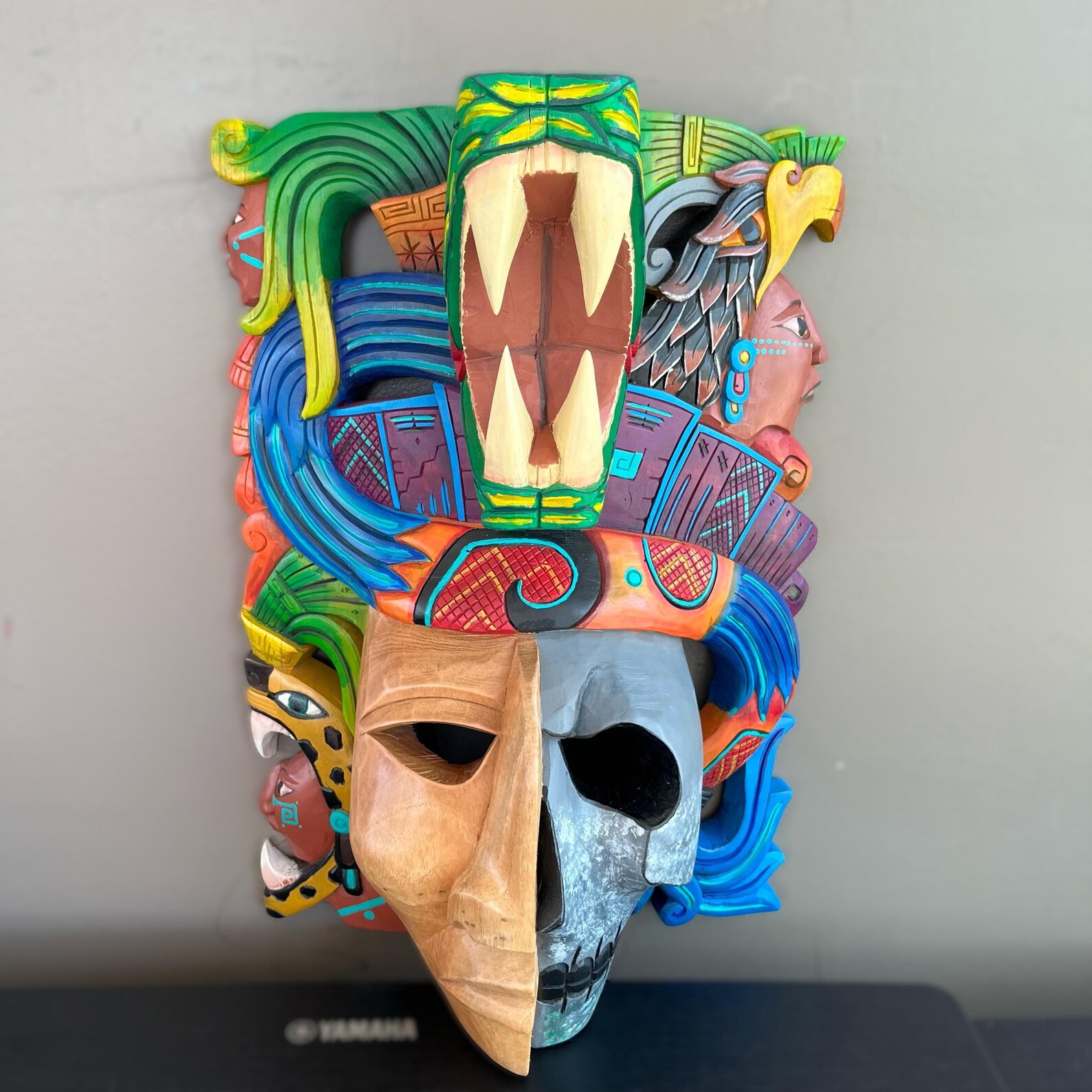 Cedar Wood Mayan Mask: Vision Serpent, Mexican Art 3D Carving - Etsy UK