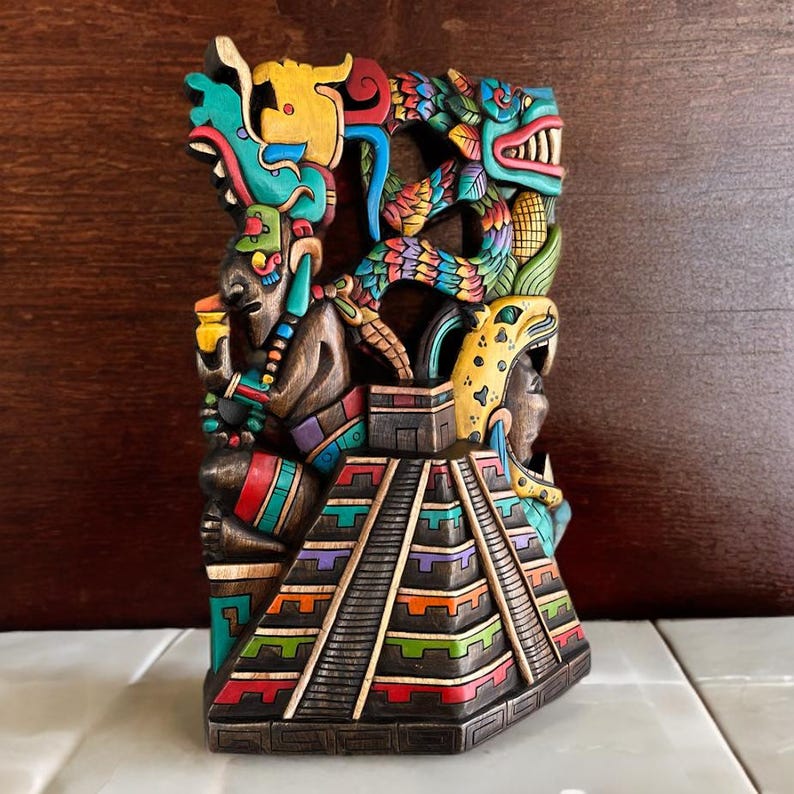 Handcrafted Cedar Maya Temple Statue: Mexican Culture Art - Etsy