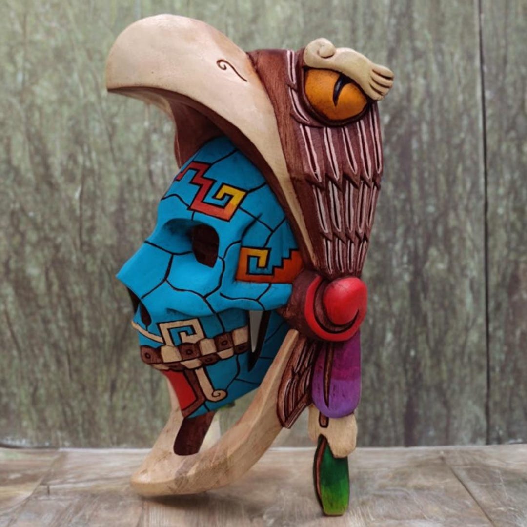 Eagle Aztec Warrior Mask, Mexican Aert. Handcrafted Art. Aztec and ...