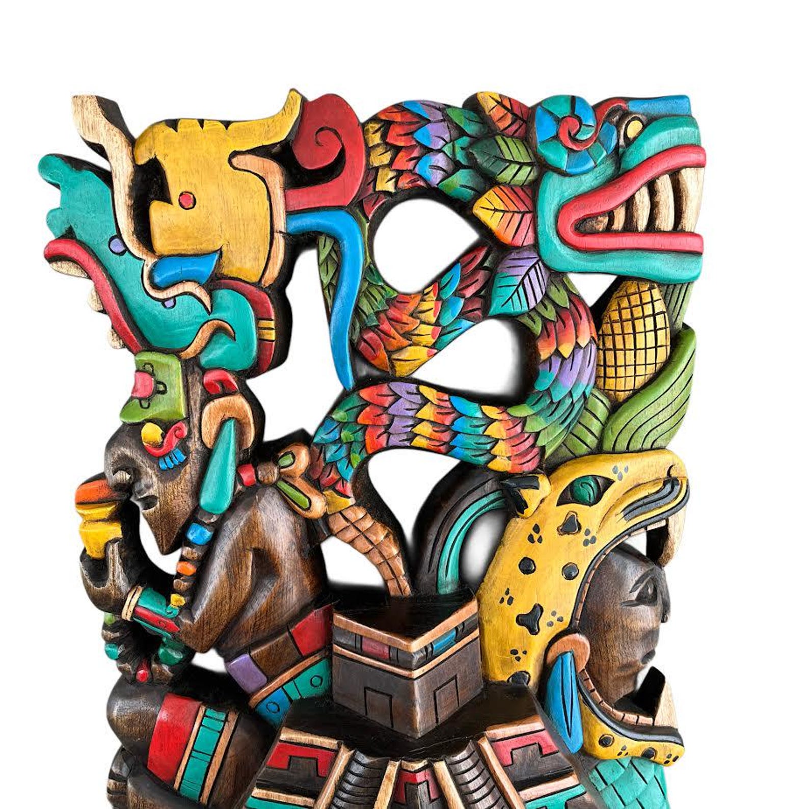 Handcrafted Cedar Maya Temple Statue: Mexican Culture Art - Etsy