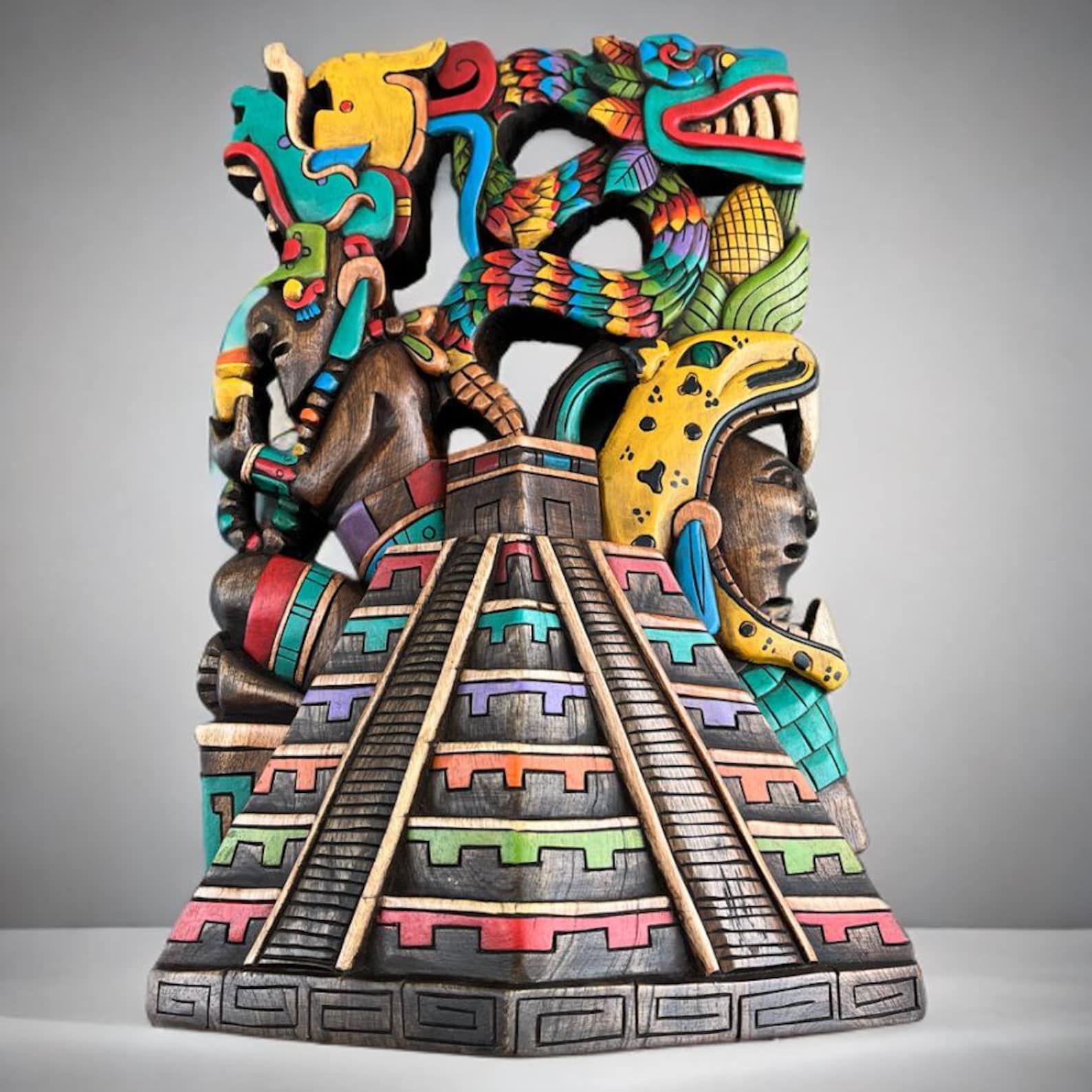 Handcrafted Cedar Maya Temple Statue: Mexican Culture Art - Etsy