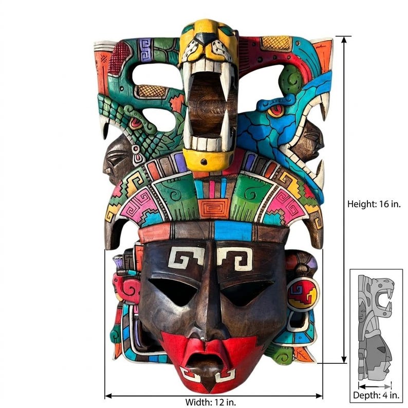 Jaguar and Serpent Cedar Mayan Mask: Mexico Folk Art - Etsy