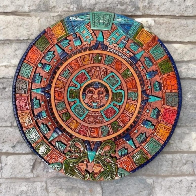 Handmade Cedar Wood Aztec Calendar Wall Art (22-inch) - Etsy