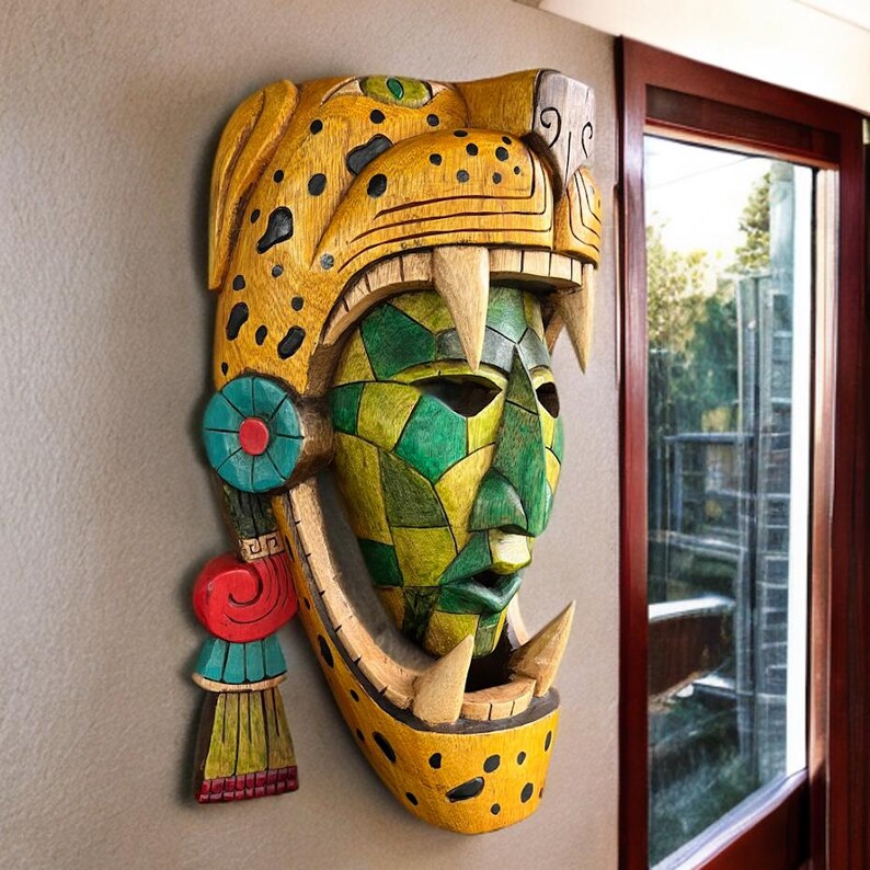 Handcrafted Cedar Mayan Mask: Manbalam Jaguar Warrior - Etsy
