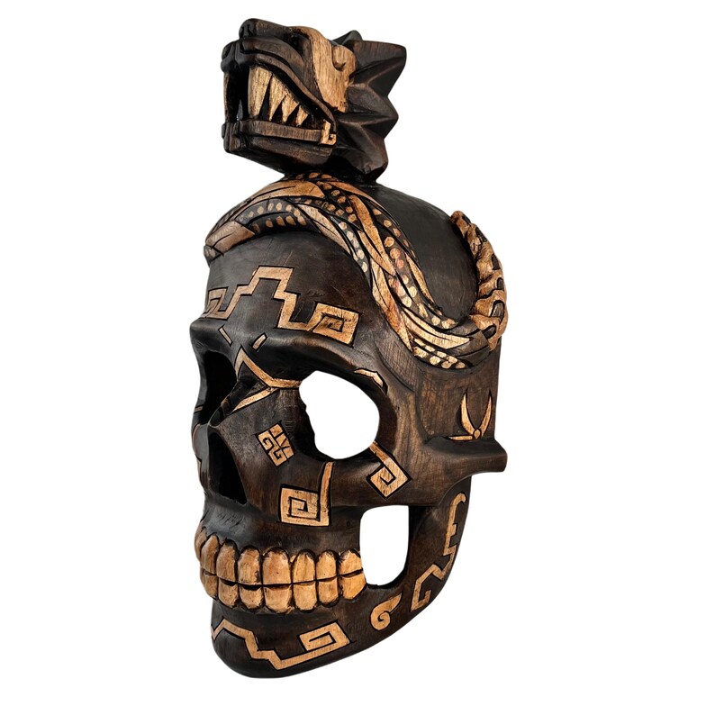 Handcrafted Cedar Wood Skull Mask: Mayan Wall Art (16x9 Inches) - Etsy