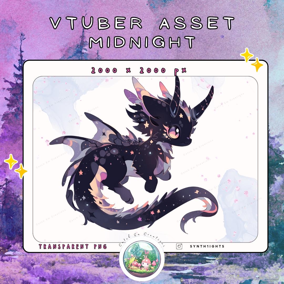 Midnight Galaxy Dragon Companion PNG | Streaming Static Asset (digital ...