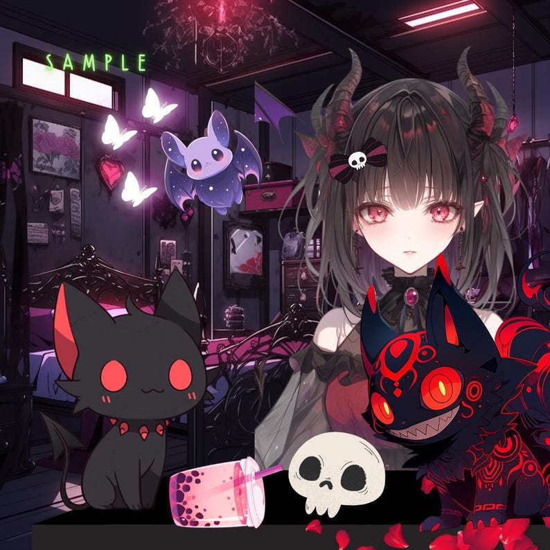 Kawaii Horror Companion PNG | Streaming Static Asset (digital Download ...
