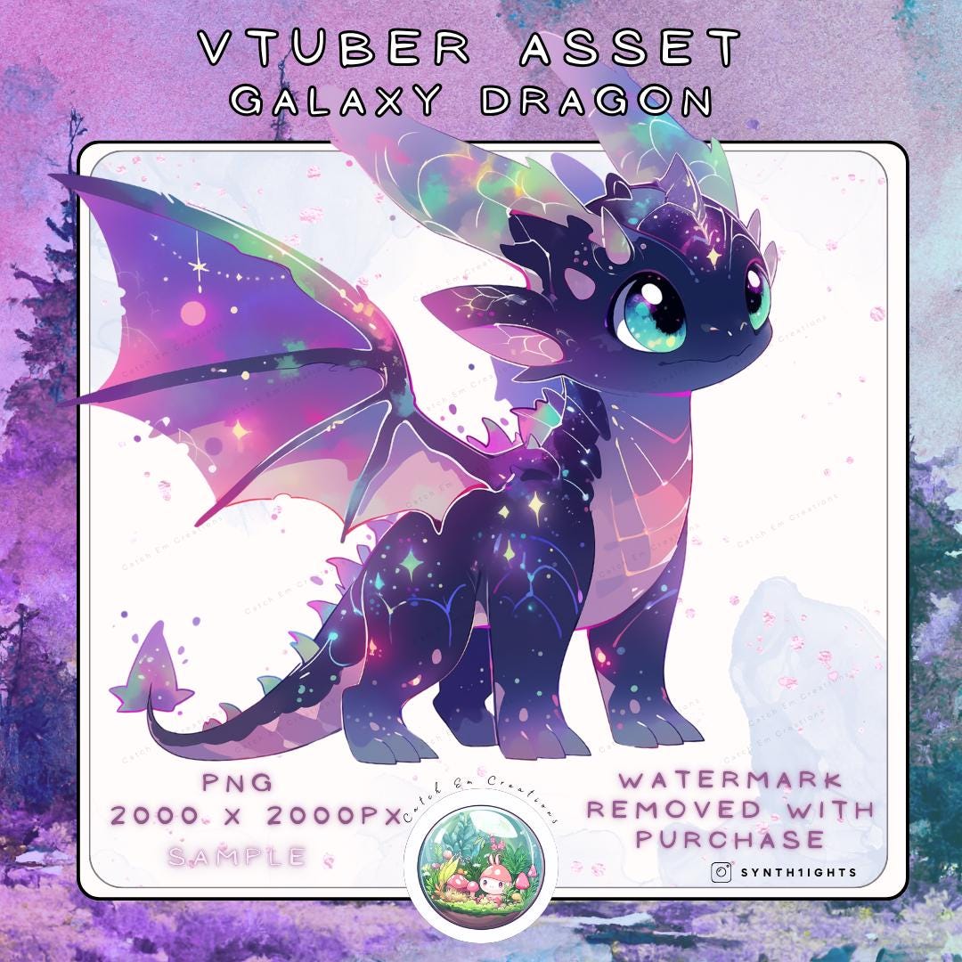 VTUBER Asset | Vtuber / Pngtuber Pet | Galaxy Dragon | Static Stream & Twitch Decoration ...