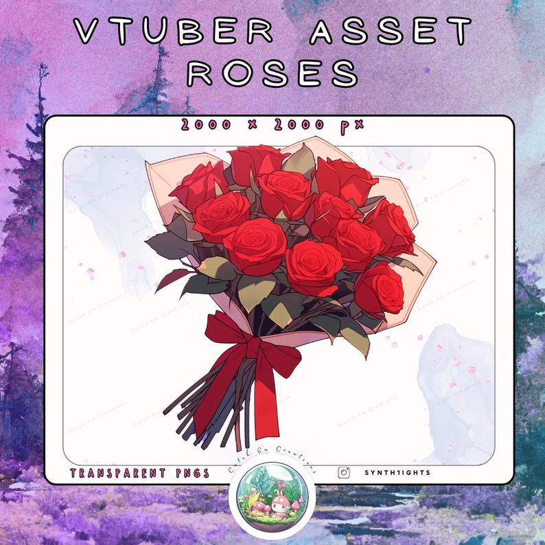 Vtuber / Pngtuber Asset | Rose Bouquet | Love Theme Asset | Static ...
