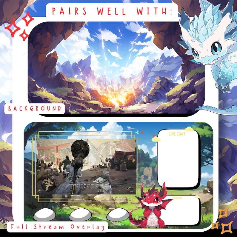 VTUBER / Pngtuber Static Asset | Ice Dragon | Static Stream & Twitch Decoration | Fantasy Pet ...