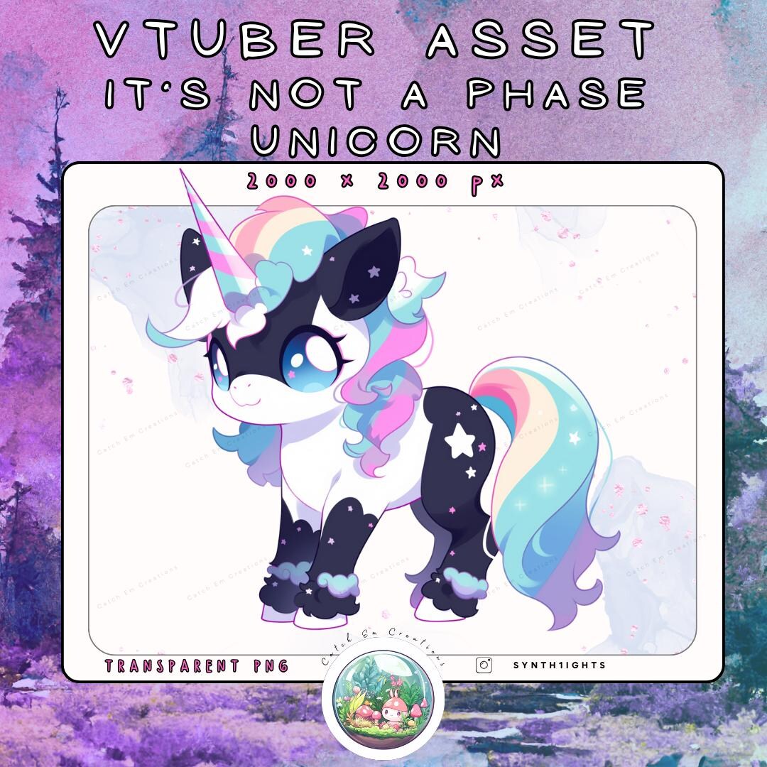 VTUBER / Pngtuber Static Asset | It's Not A Phase Goth Unicorn | Static ...