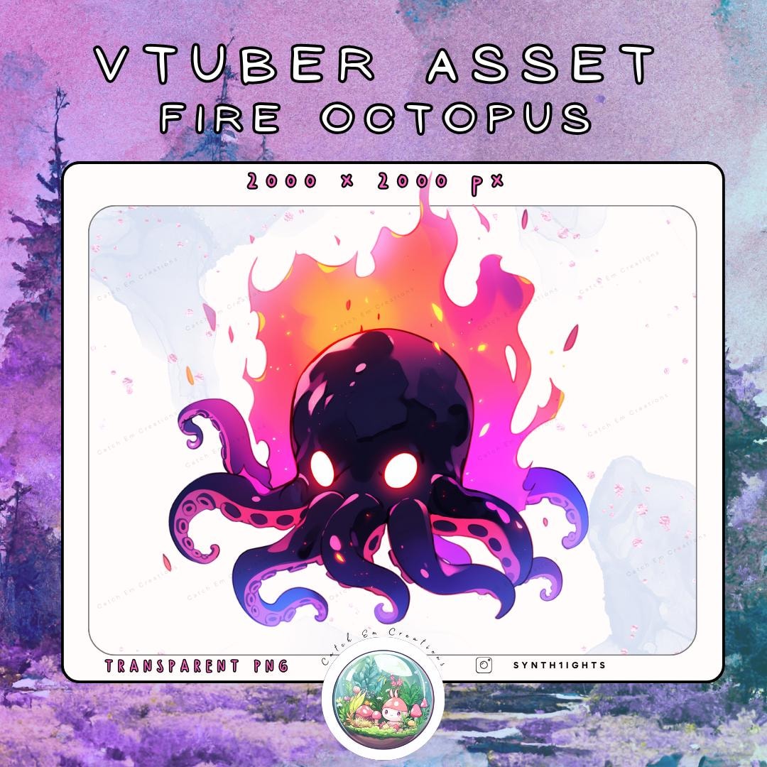 VTUBER Asset | Vtuber / Pngtuber Pet | Kawaii Fire Octopus | Static ...