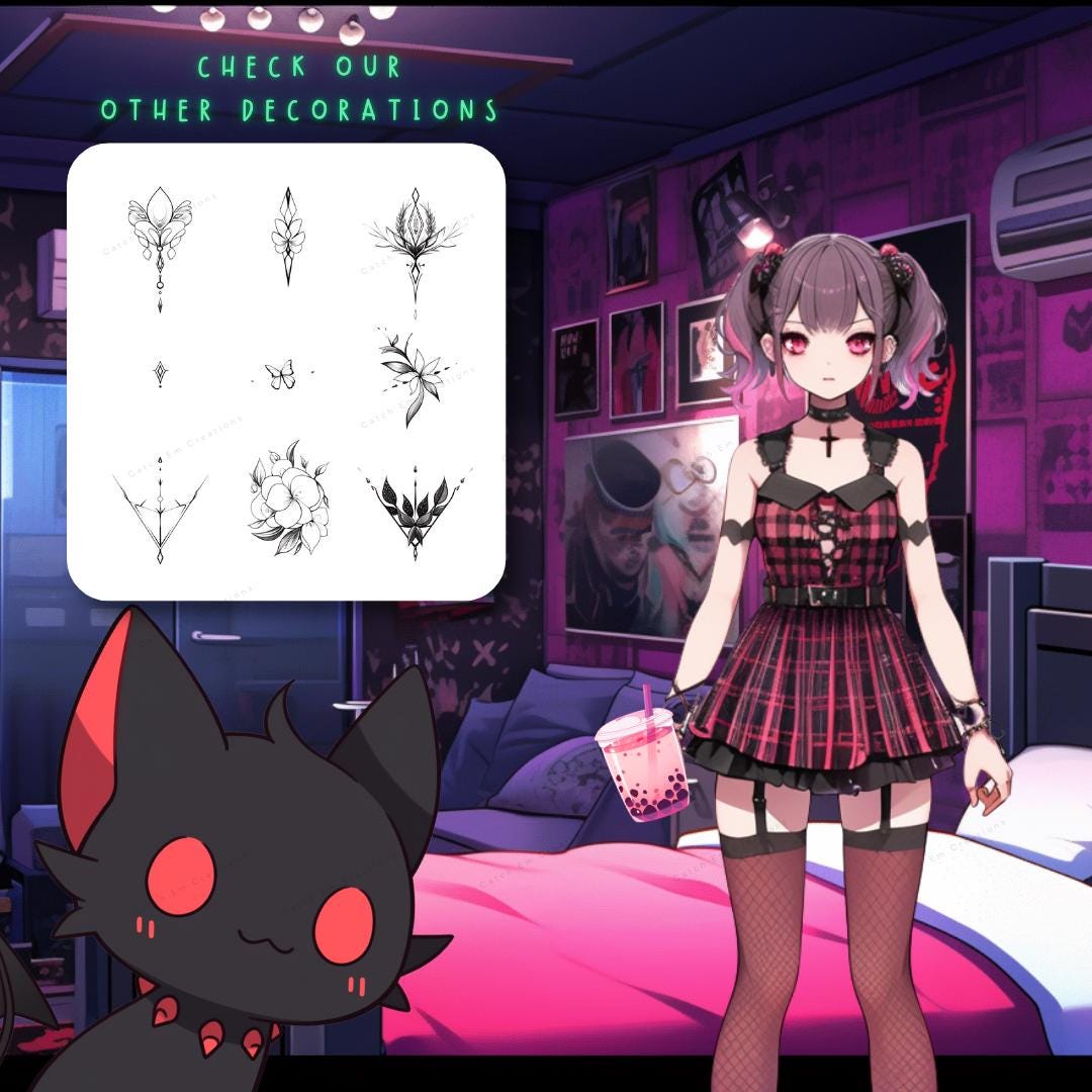 Tattoo Decorations: Vtuber Stream Overlay Decorations, PNG Files (9 ...