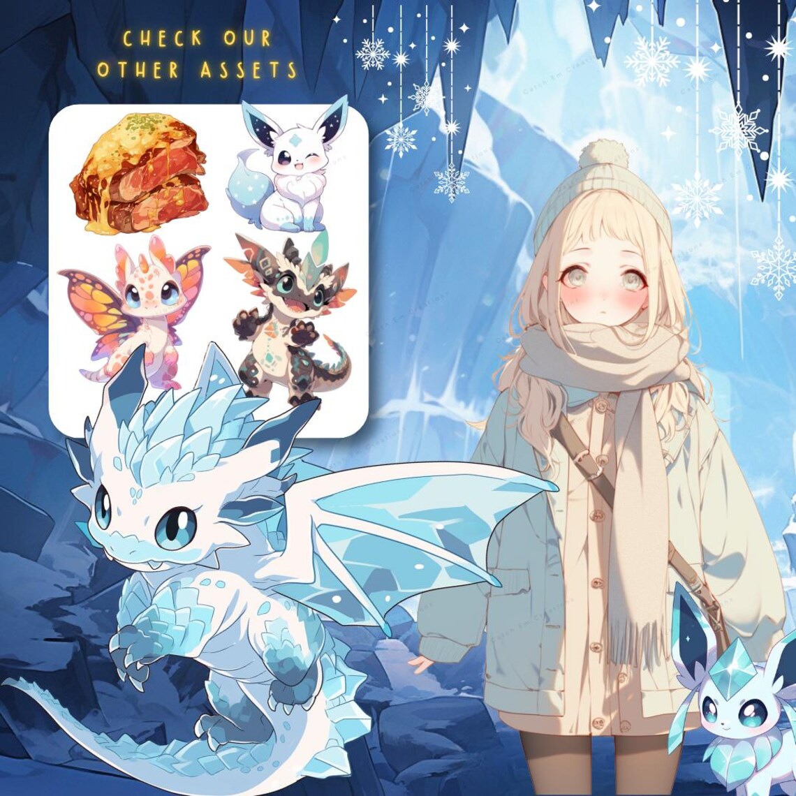 VTUBER Asset | Vtuber / Pngtuber Pet | Ice Dragon | Static Stream ...