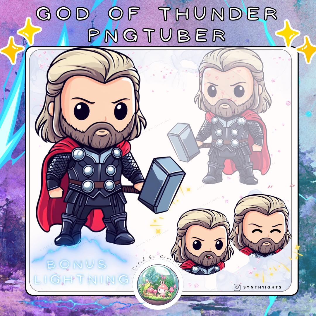 God of Thunder Pngtuber Avatar Bundle, Chibi Streamer Model With Bonus ...
