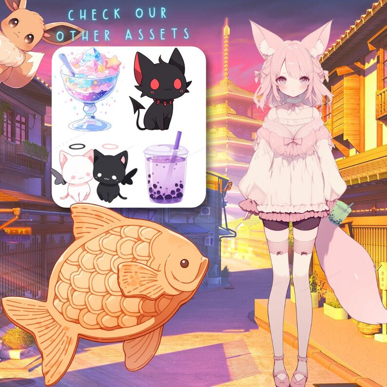 Vtuber / Pngtuber Asset | Taiyaki (鯛焼き) | Stream & Twitch Decorations ...