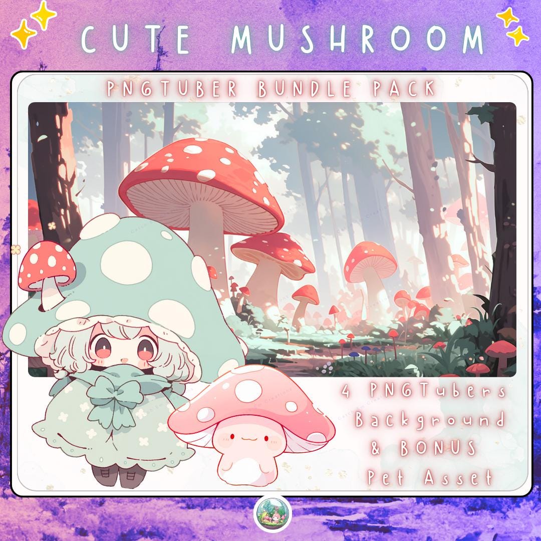 Cozy Mushroom Pngtuber Starter Pack | Streaming Asset (digital Download ...