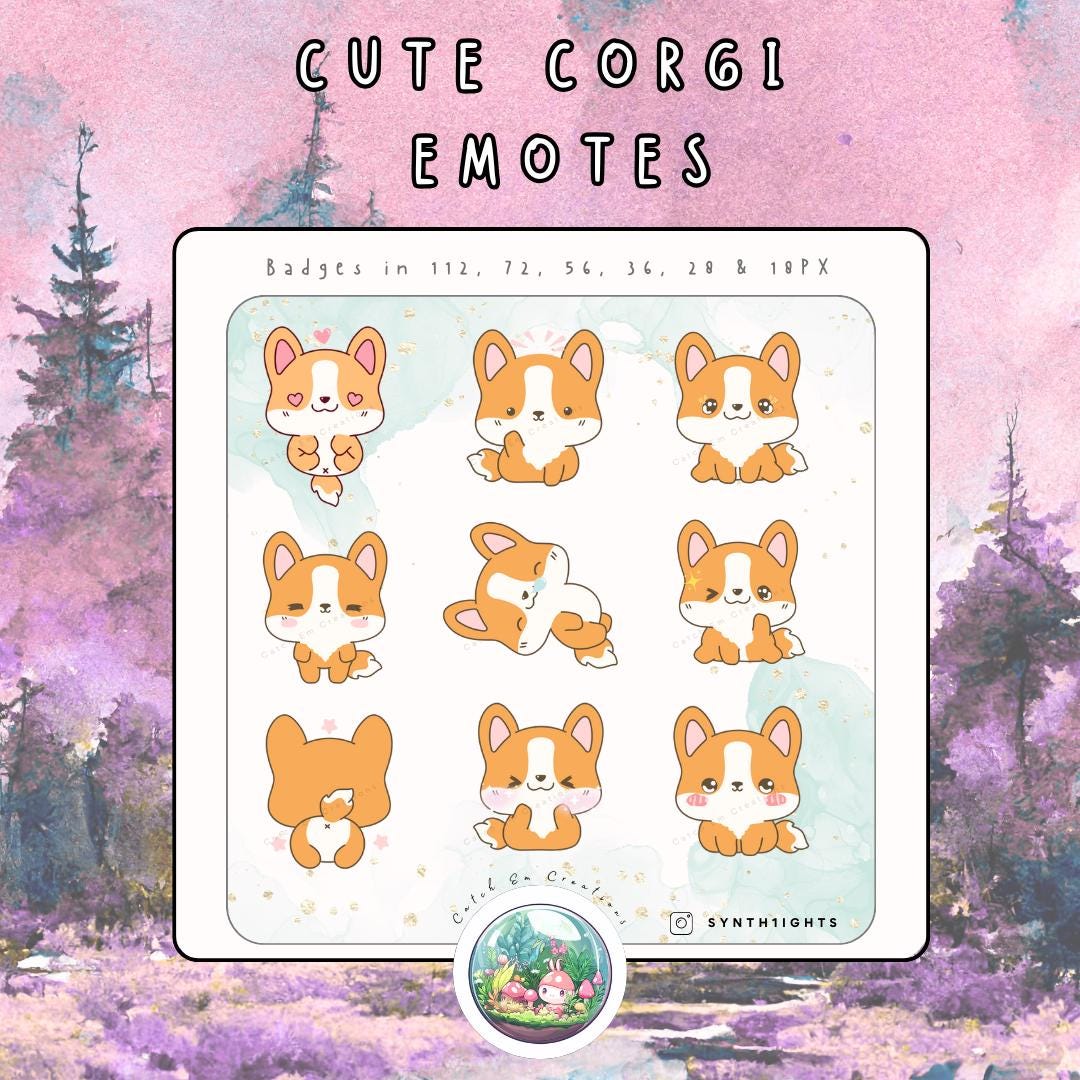 Cute Corgi Emote Bundle | Cute Twitch Emotes | Cute Dog Emote | Emote ...