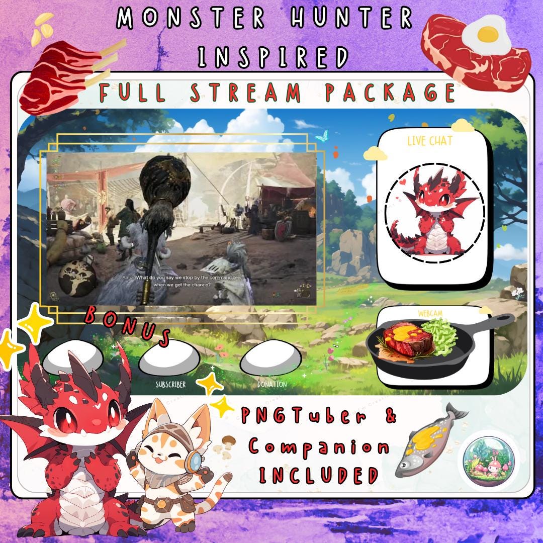 Monster Hunter Inspired Streaming Package | Animated, Static Overlays ...